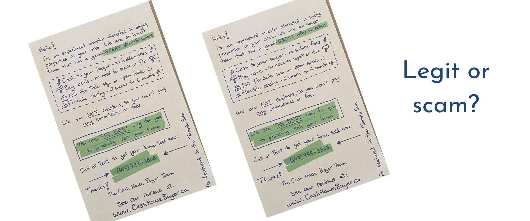 "Handwritten" cash buyer letters